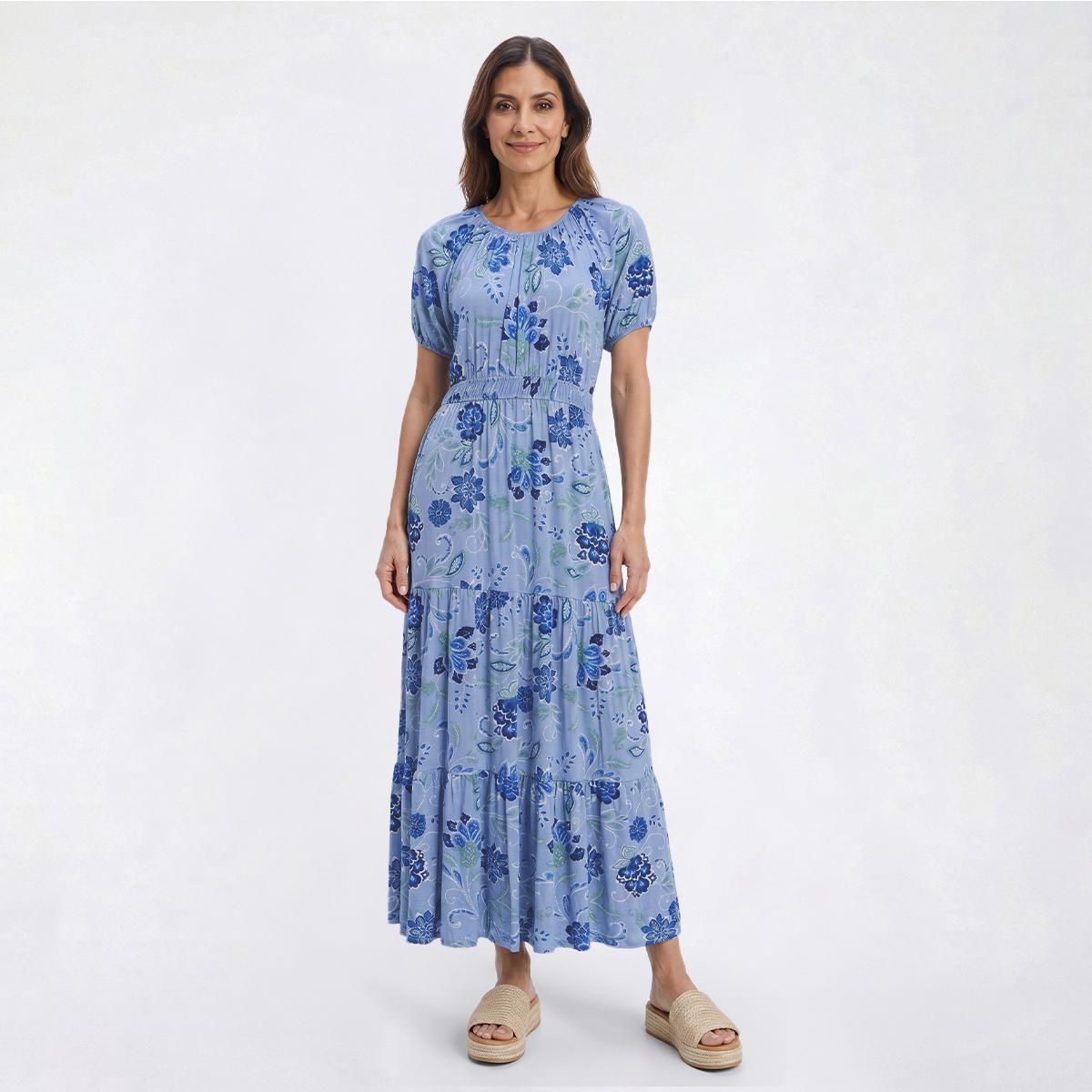 Click here for Womens Emily Daniels Short Sleeve Floral Ruffle He... prices